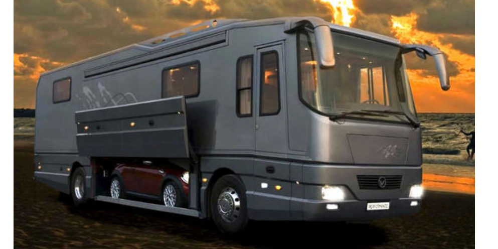 Luxus-Wohnmobile mit Sauna und eingebauter Garage